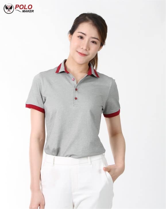 เสื้อโปโล CoolPlus COZY CZ003 เทาแดง - PMK Polomaker ผู้ผลิตสินค้าสร้างแบรนด์ เสื้อโปโล ยูนิ ...