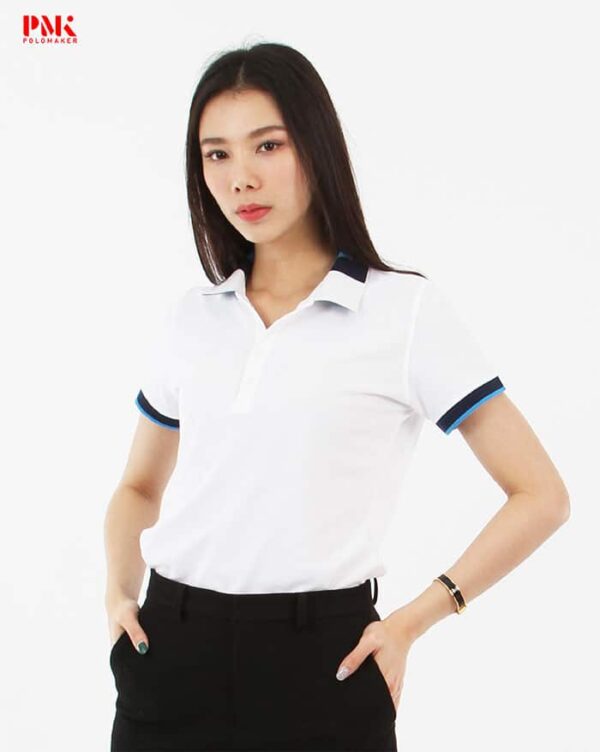 เสื้อโปโล CoolPlus โปโลปก3สี CQA01 สีขาว - PMK Polomaker ผู้ผลิตสินค้าสร้างแบรนด์ เสื้อโปโล ยูนิ ...