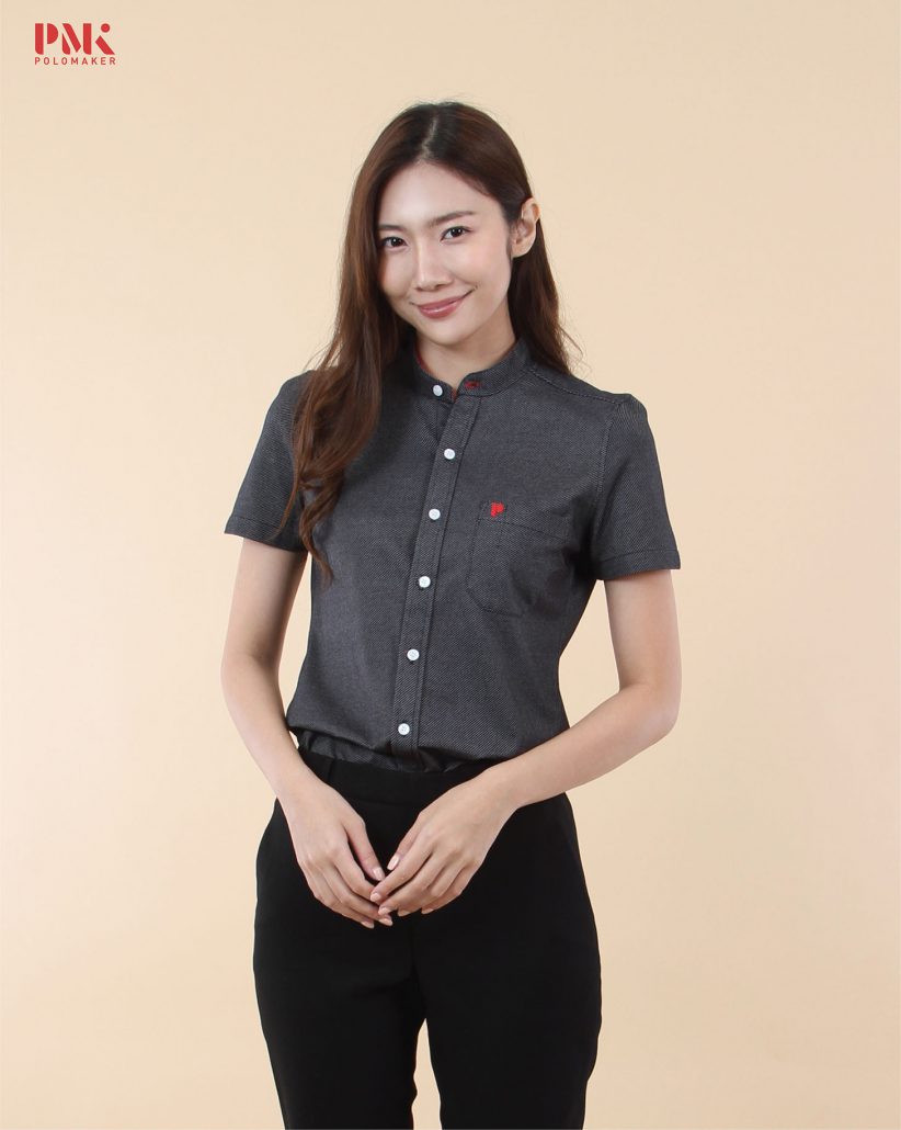 เสื้อเชิ้ตแขนสั้น CoolPlus CT Two-tone สีเทาดำ - PMK Polomaker ผู้ผลิตสินค้าสร้างแบรนด์ เสื้อ ...